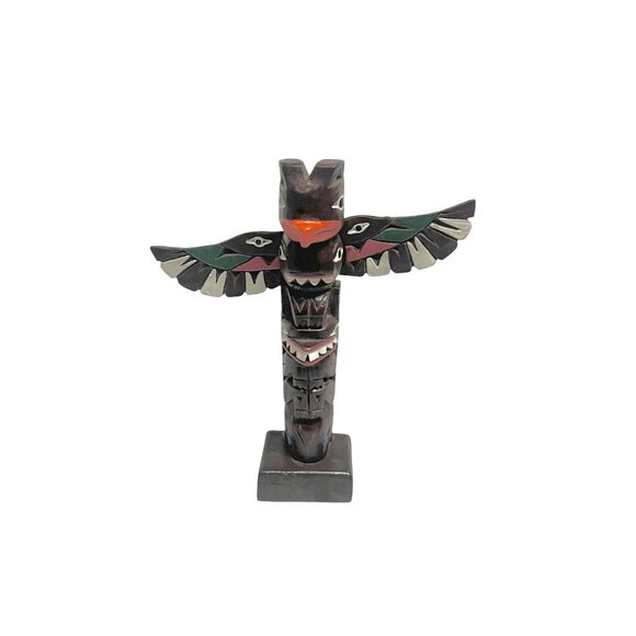 Accents | Native American Totem Pole Authentic Alaska Craft Wood Carved ...